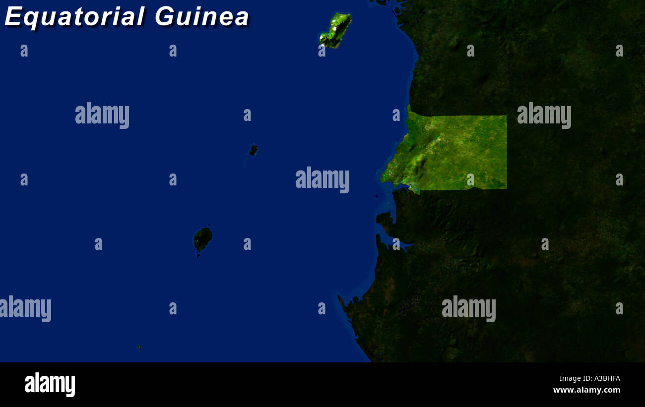 Satellite Image Of Equatorial Guinea Highlighted Stock Photo - Alamy
