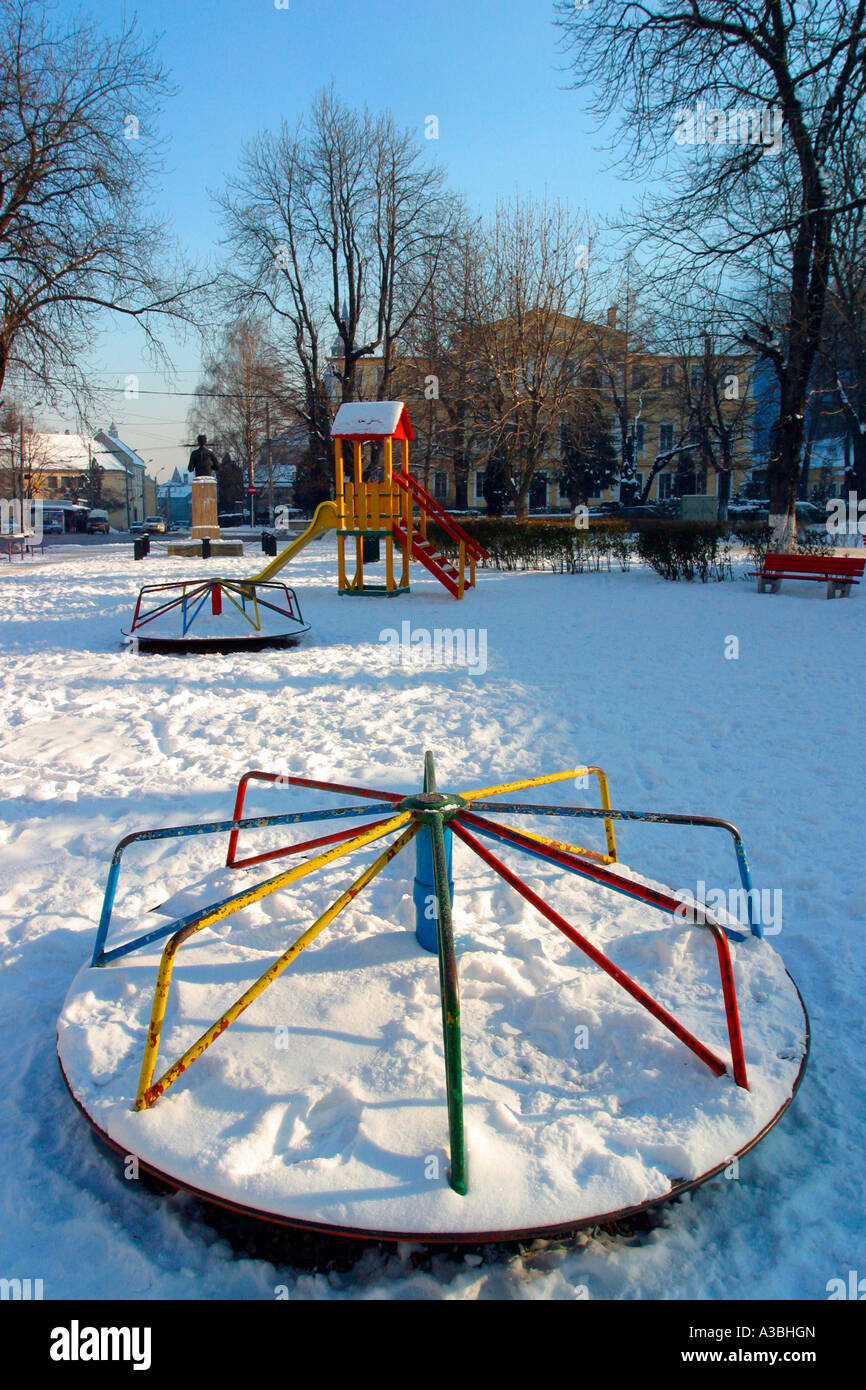 public park playground in winter Stock Photo - Alamy