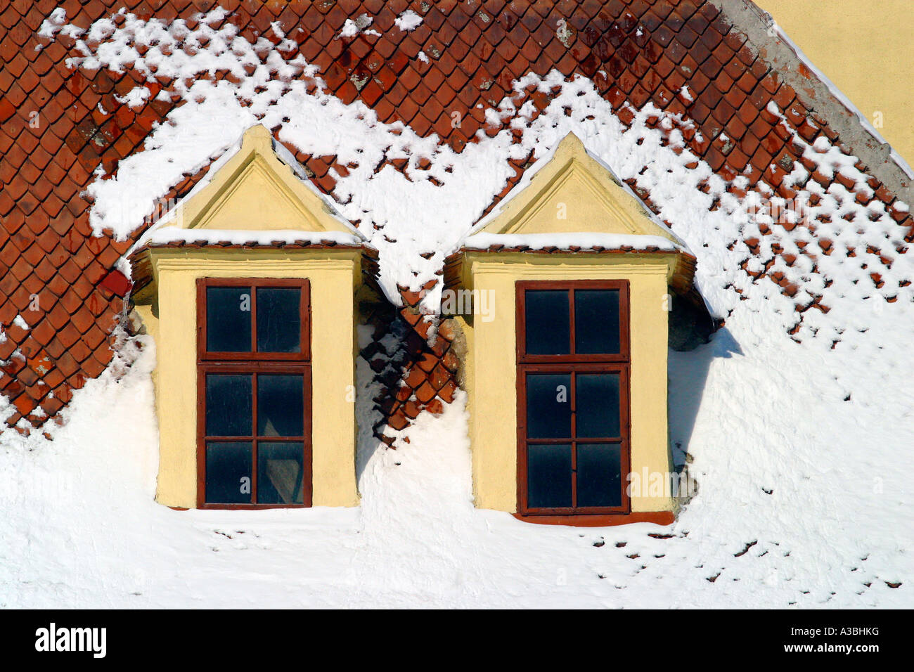 rooftop window and snow Stock Photo - Alamy