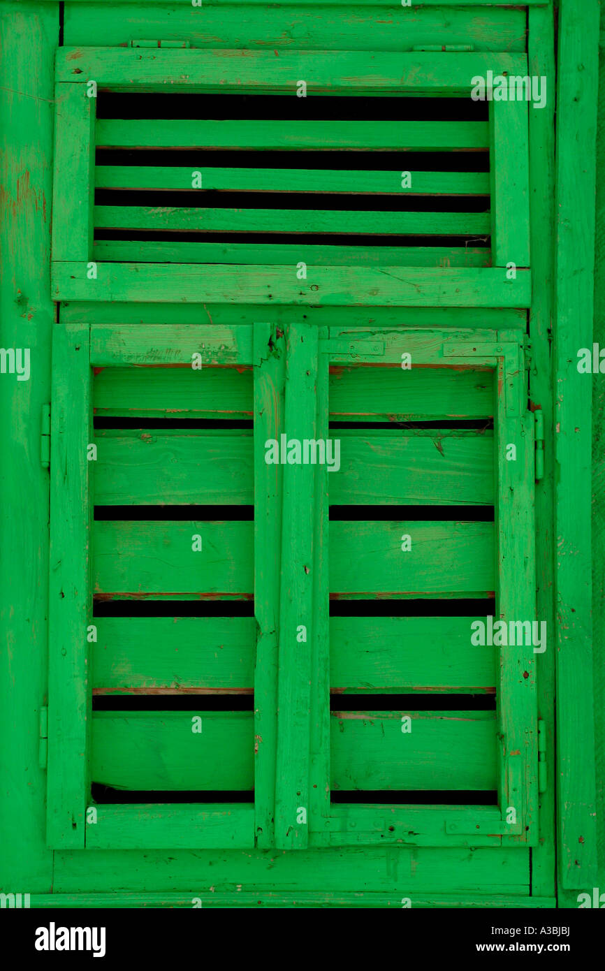 green wooden window Stock Photo - Alamy
