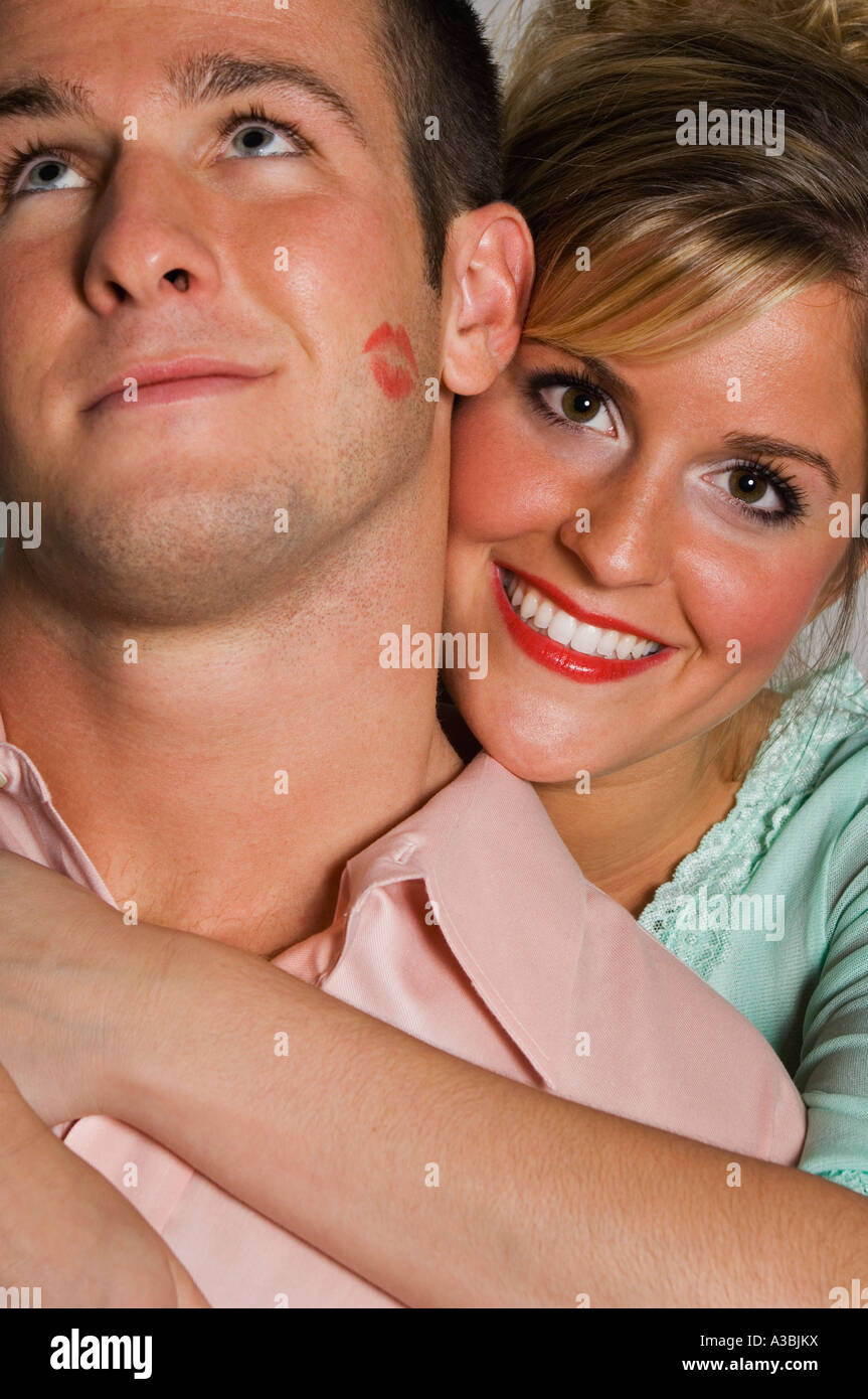 Woman man lipstick kiss hi-res stock photography and images - Alamy