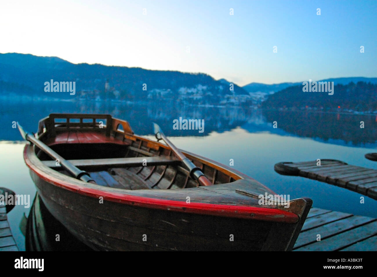 Slovenia Lake Bled and boat Stock Photo - Alamy