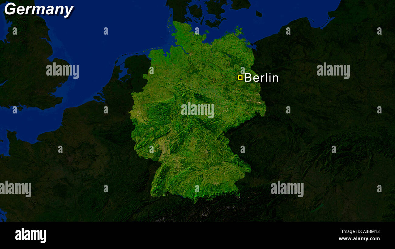 Satellite Image Of Germany With Berlin Highlighted Stock Photo - Alamy