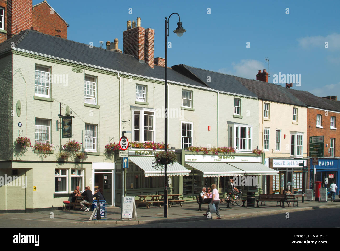 Welshpool part of the town centre shopping area Stock Photo - Alamy