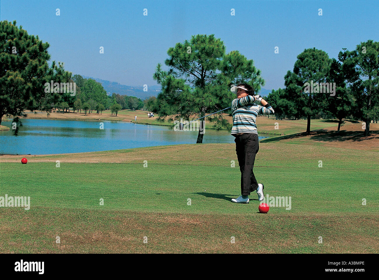 person,golf field,golf club,field,golf pose,woman Stock Photo - Alamy