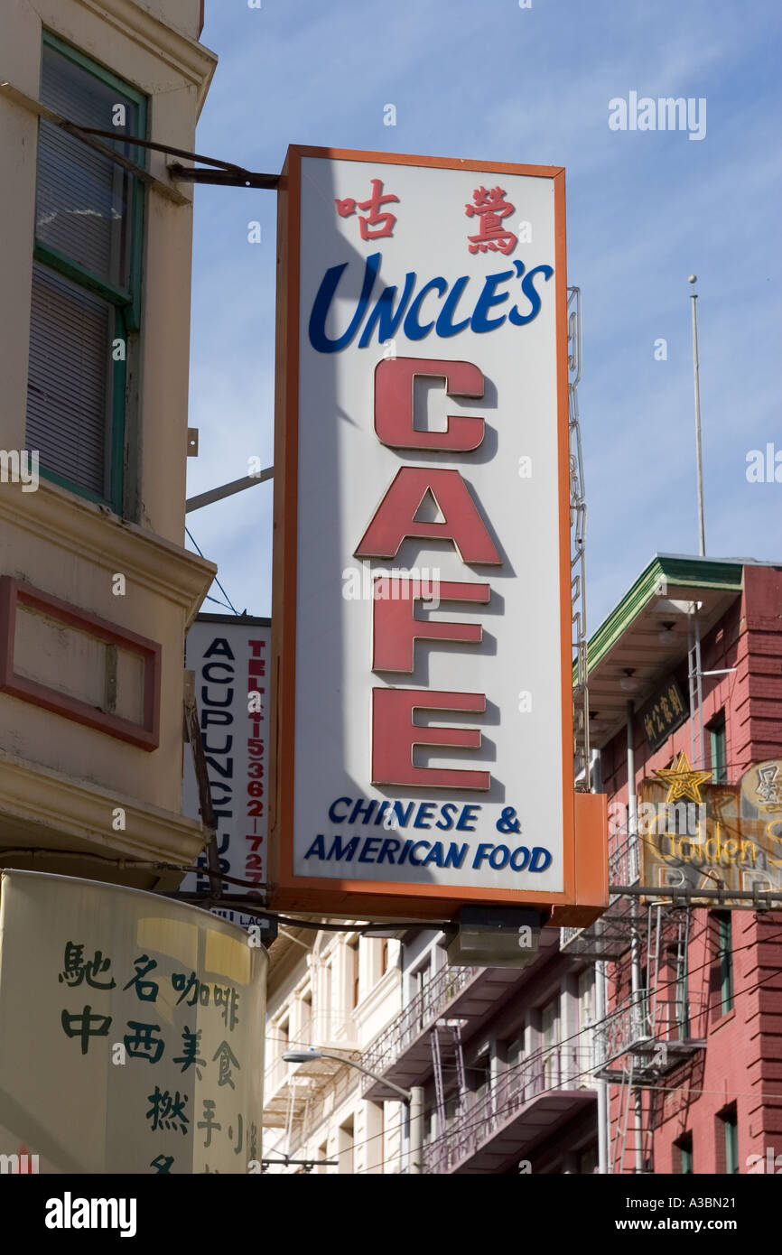Uncles Cafe Chinatown San Francisco California USA Stock Photo - Alamy