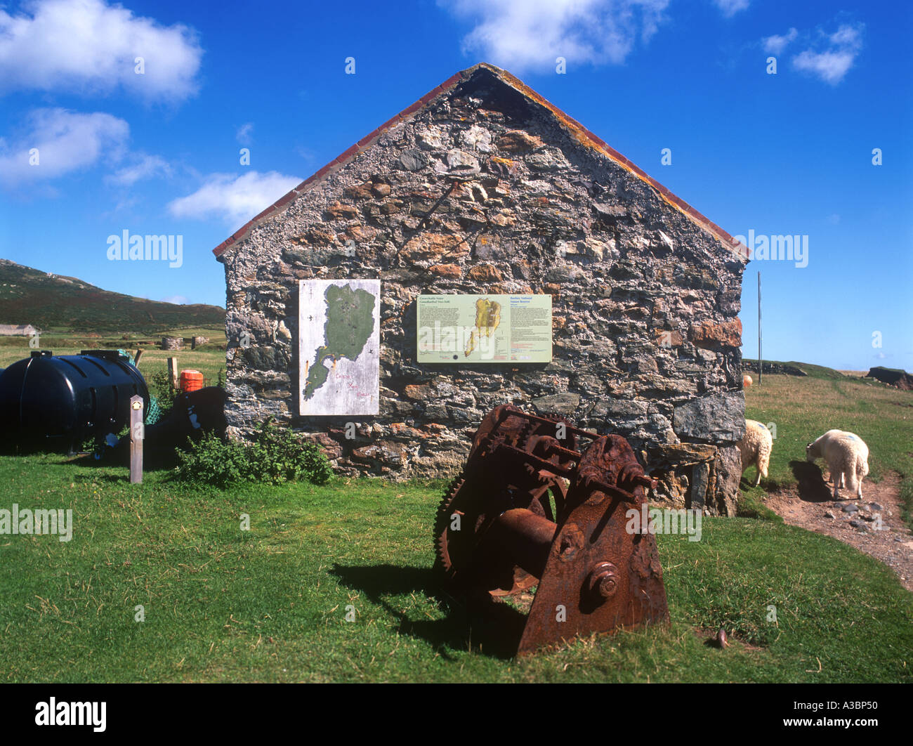 Maps of Island on Boathouse by Landing Jetty Bardsey Island Lleyn ...