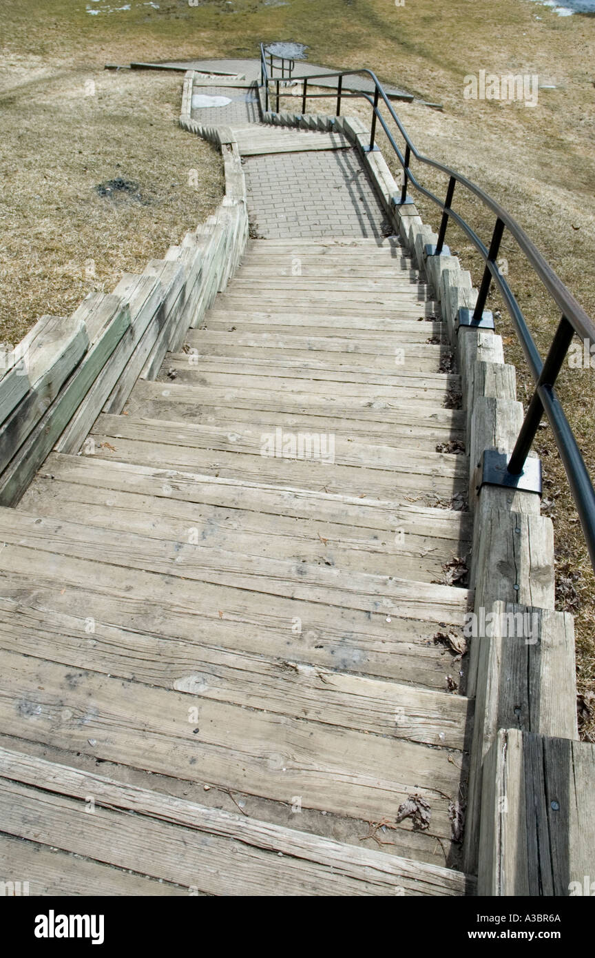 Descending stairs in conservation area Stock Photo - Alamy