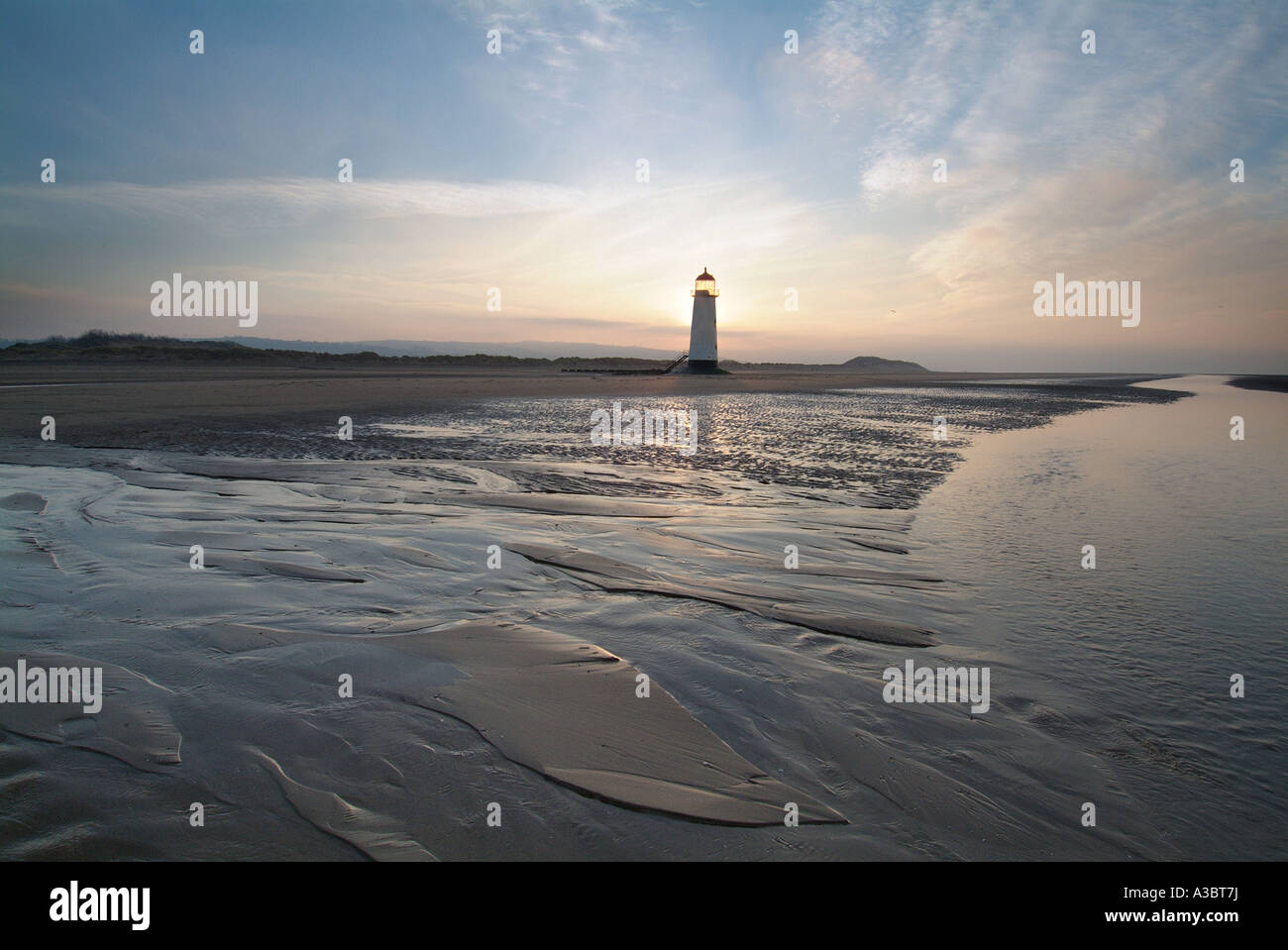 Talacre point of ayr Mostyn bank beacon channel lighthouse River Dee ...