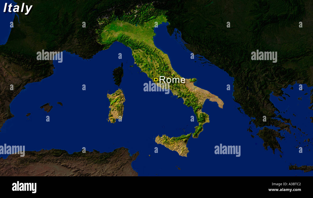 Satellite Image Of Italy Highlighted Stock Photo - Alamy