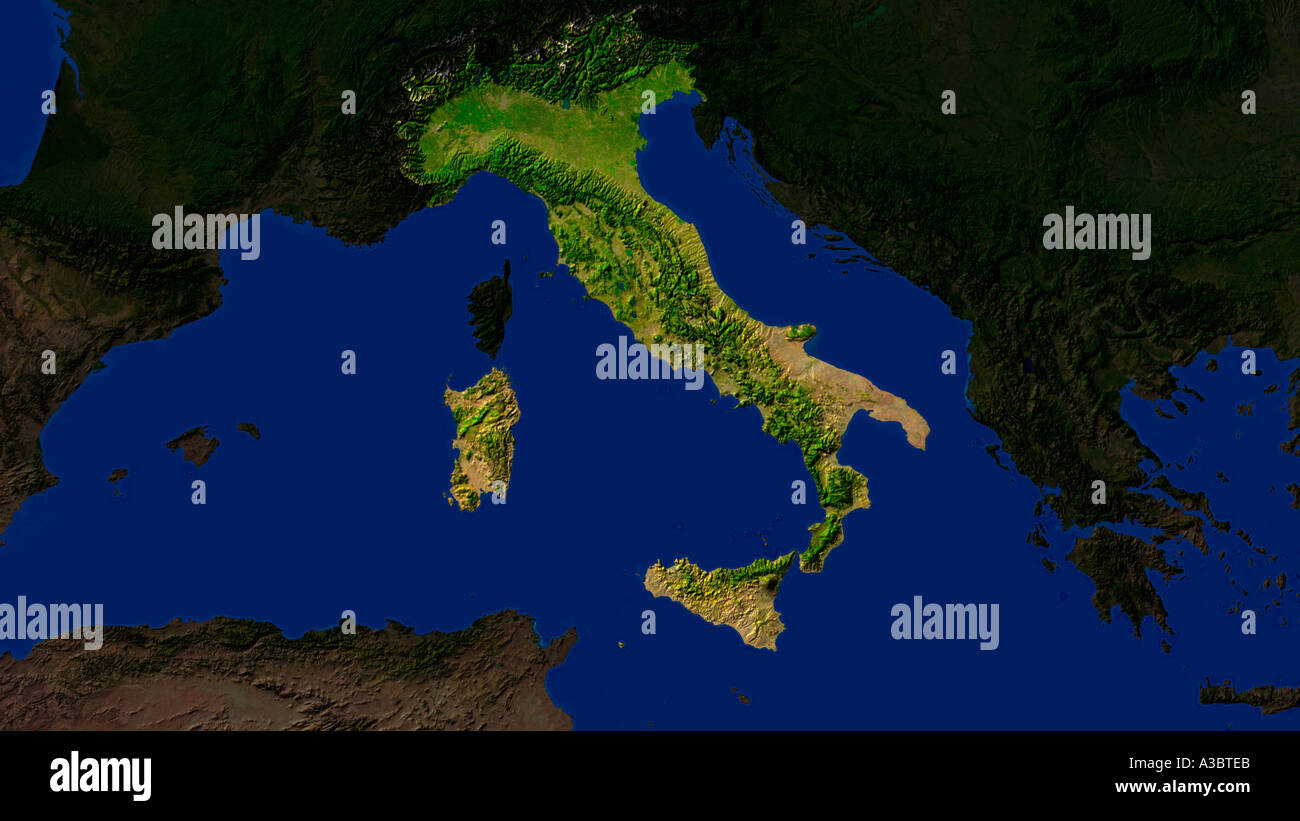 Highlighted satellite image of italy hi-res stock photography and ...