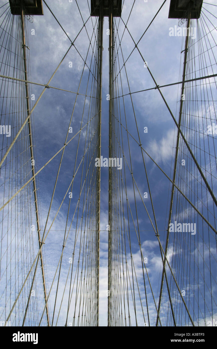 The net formed by the cables of the Brooklyn bridge, New York City ...