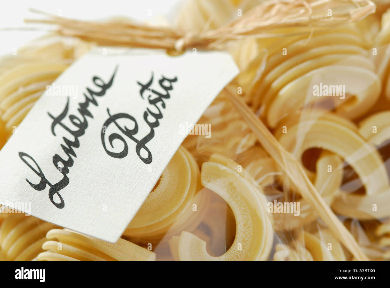 bag of italian lanterne pasta with tag label Stock Photo - Alamy