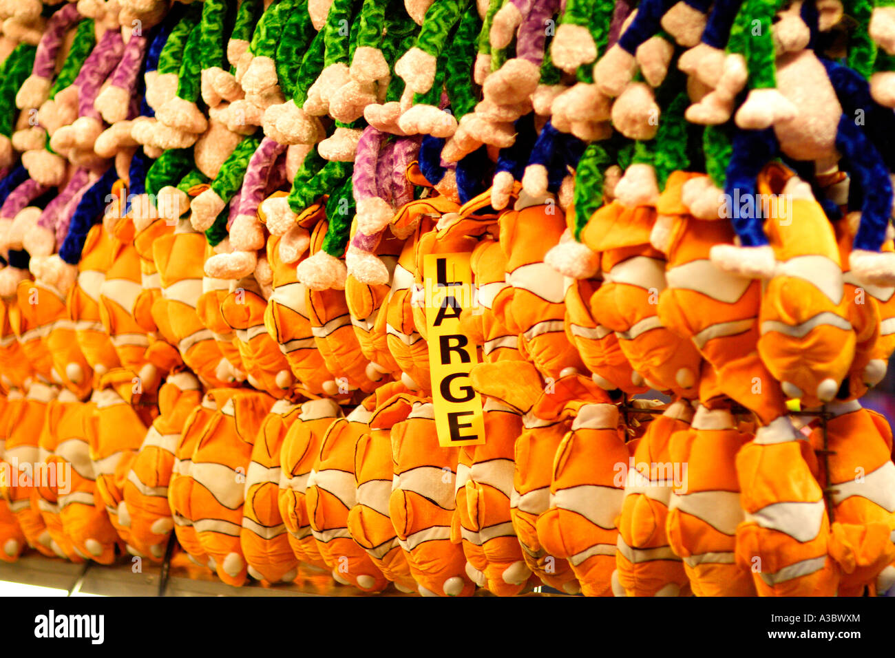 Stuffed animal toys - Carnival prizes Stock Photo - Alamy