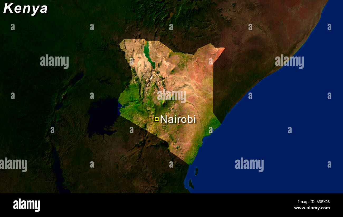 Highlighted satellite image of kenya hi-res stock photography and ...