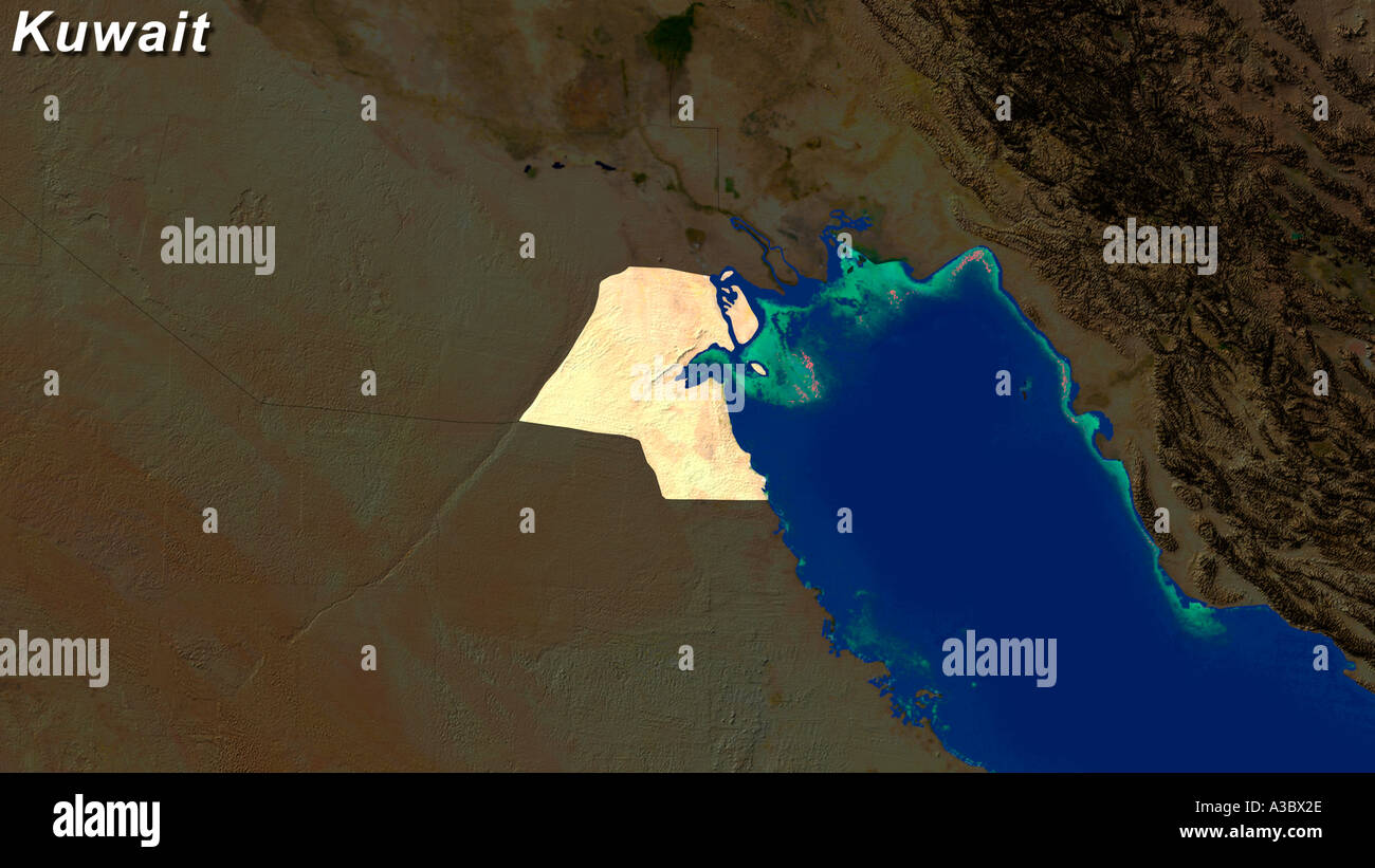 Kuwait map satellite geography hi-res stock photography and images - Alamy