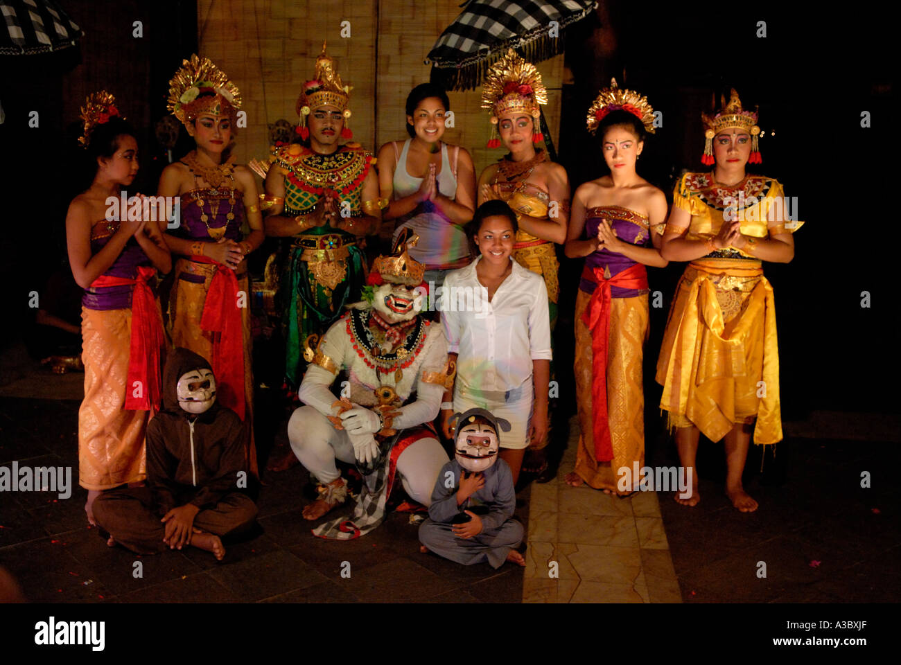 Bali Balinese traditional dance performed for hotel guests. Man in ...