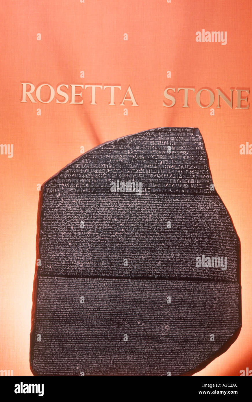 Close up view of a replica of the Rosetta Stone Stock Photo - Alamy