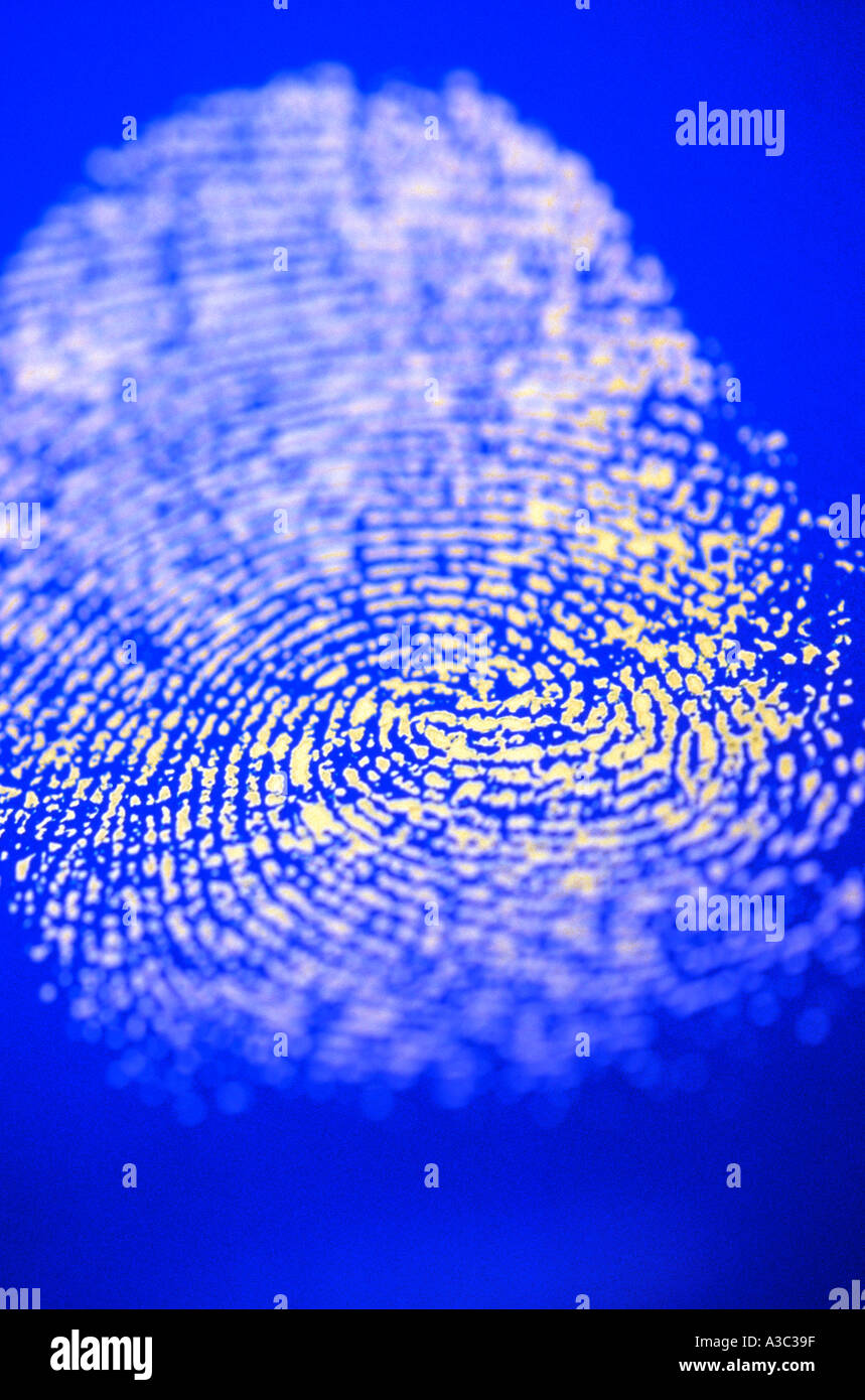 Finger print blue and yellow Stock Photo - Alamy