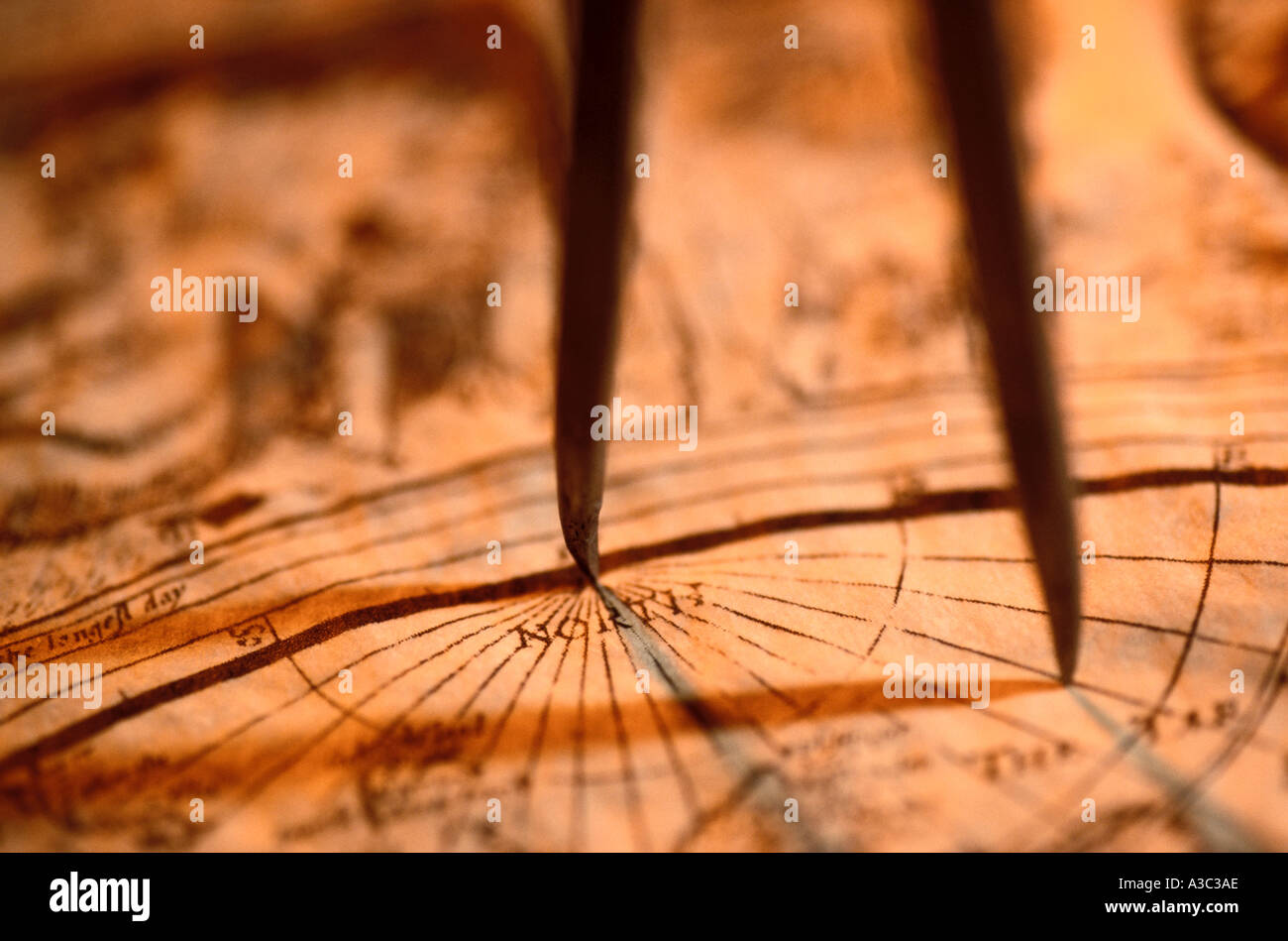 Map reading old compass measurement Stock Photo - Alamy