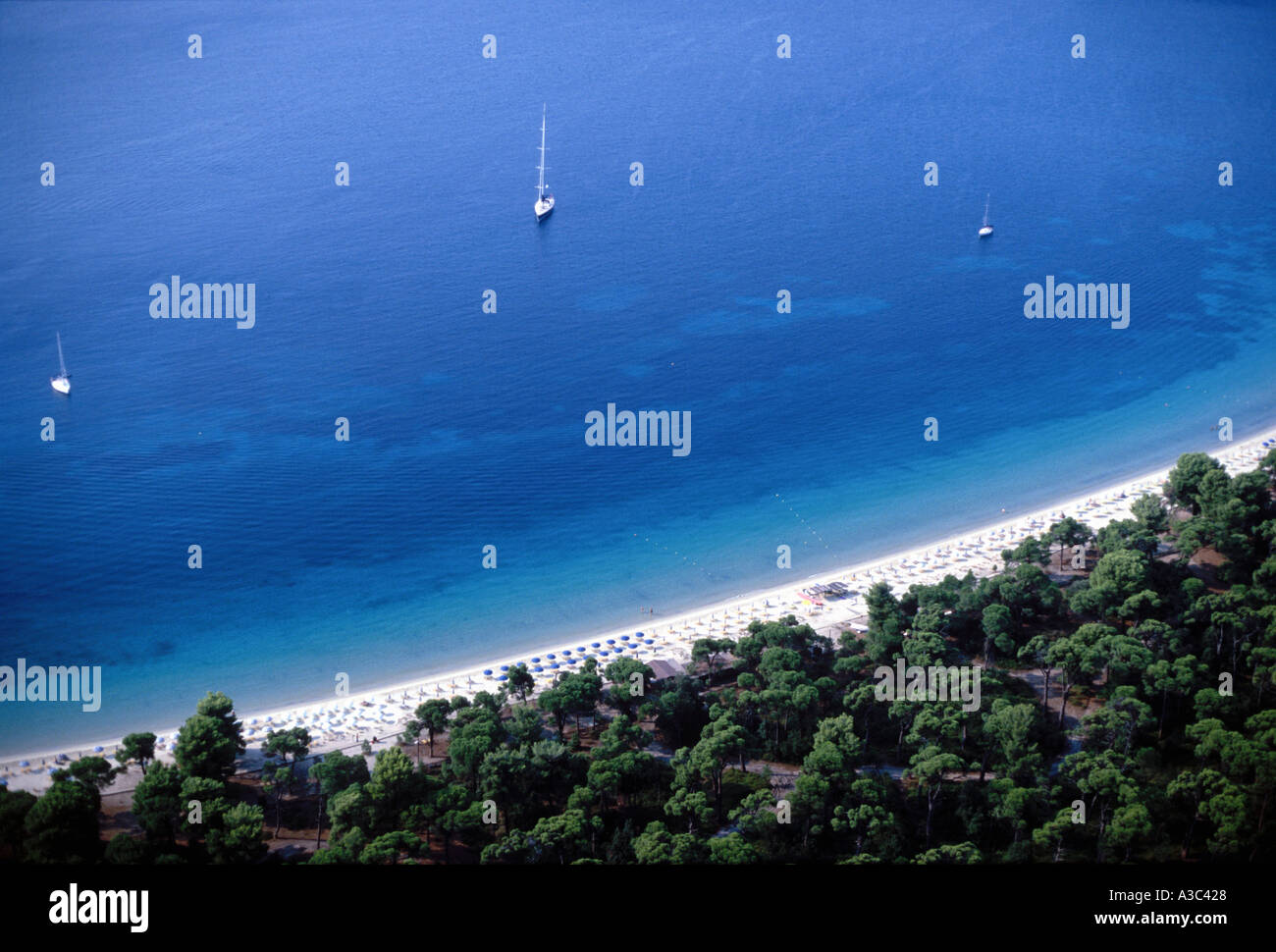 Aerial view of Greek beach with people swimming and having fun Stock ...
