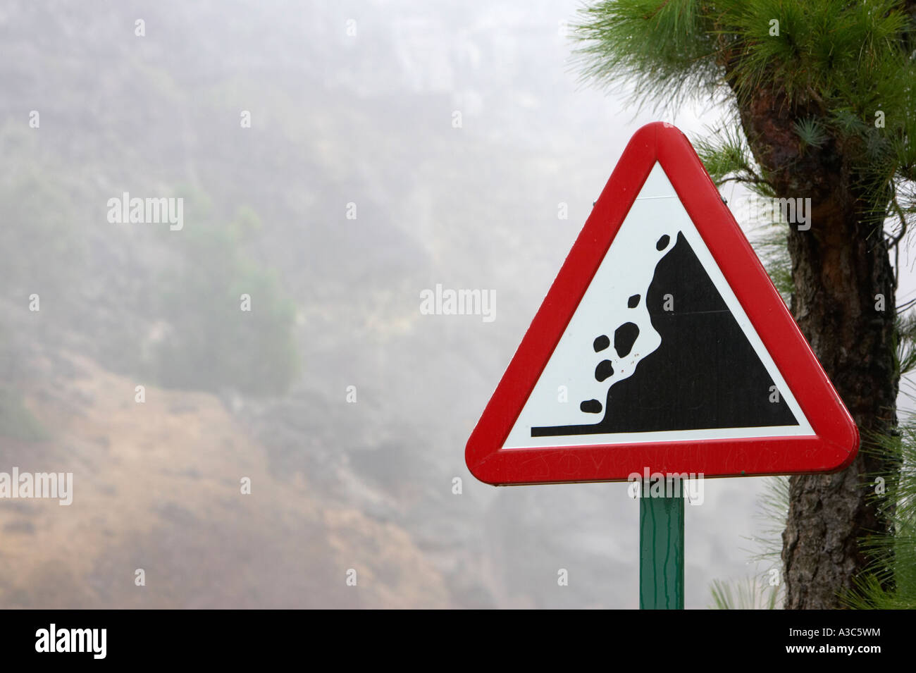 Warning sign loose rocks hi-res stock photography and images - Alamy