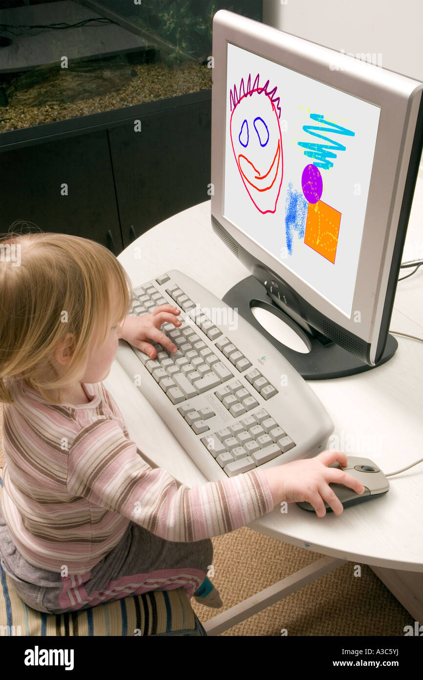 young child playing paint program on a computer Stock Photo - Alamy young child playing paint program on a computer Stock Photo - Alamy