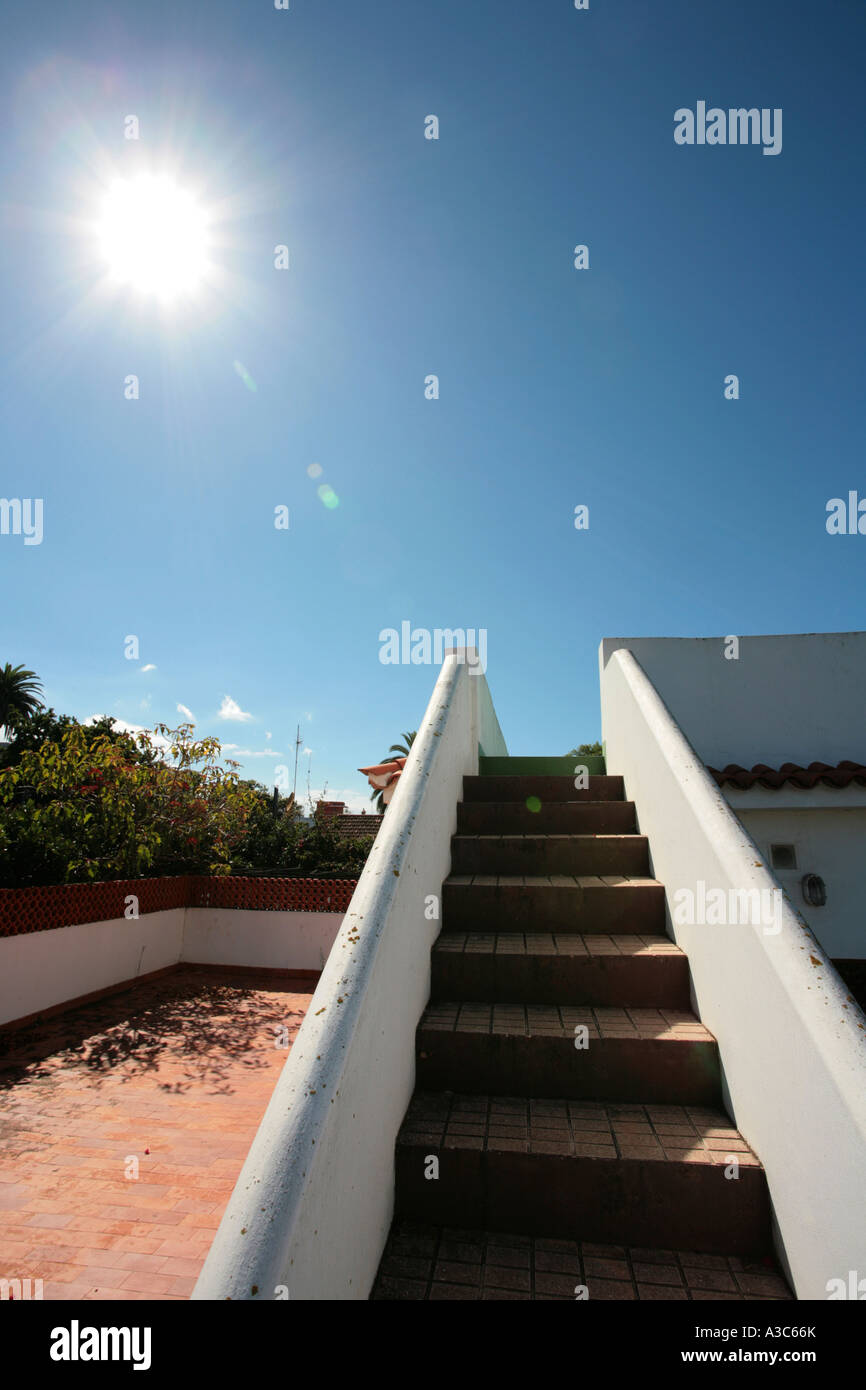 steps leading from mid terrace to the roof terrace of a typical spanish ...