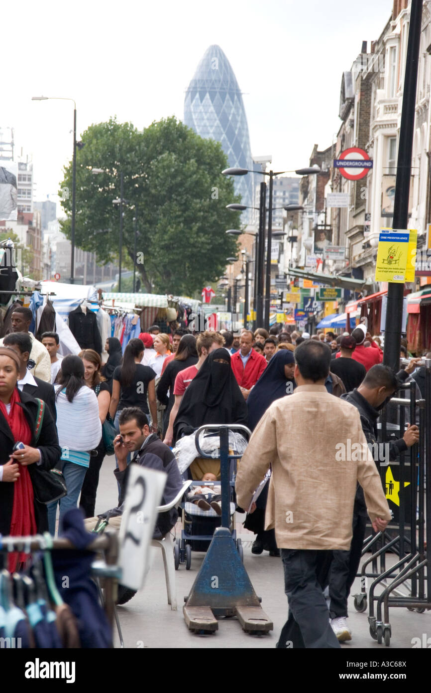The busy, vibrant and colourful Whitechapel market in Tower Hamlets ...