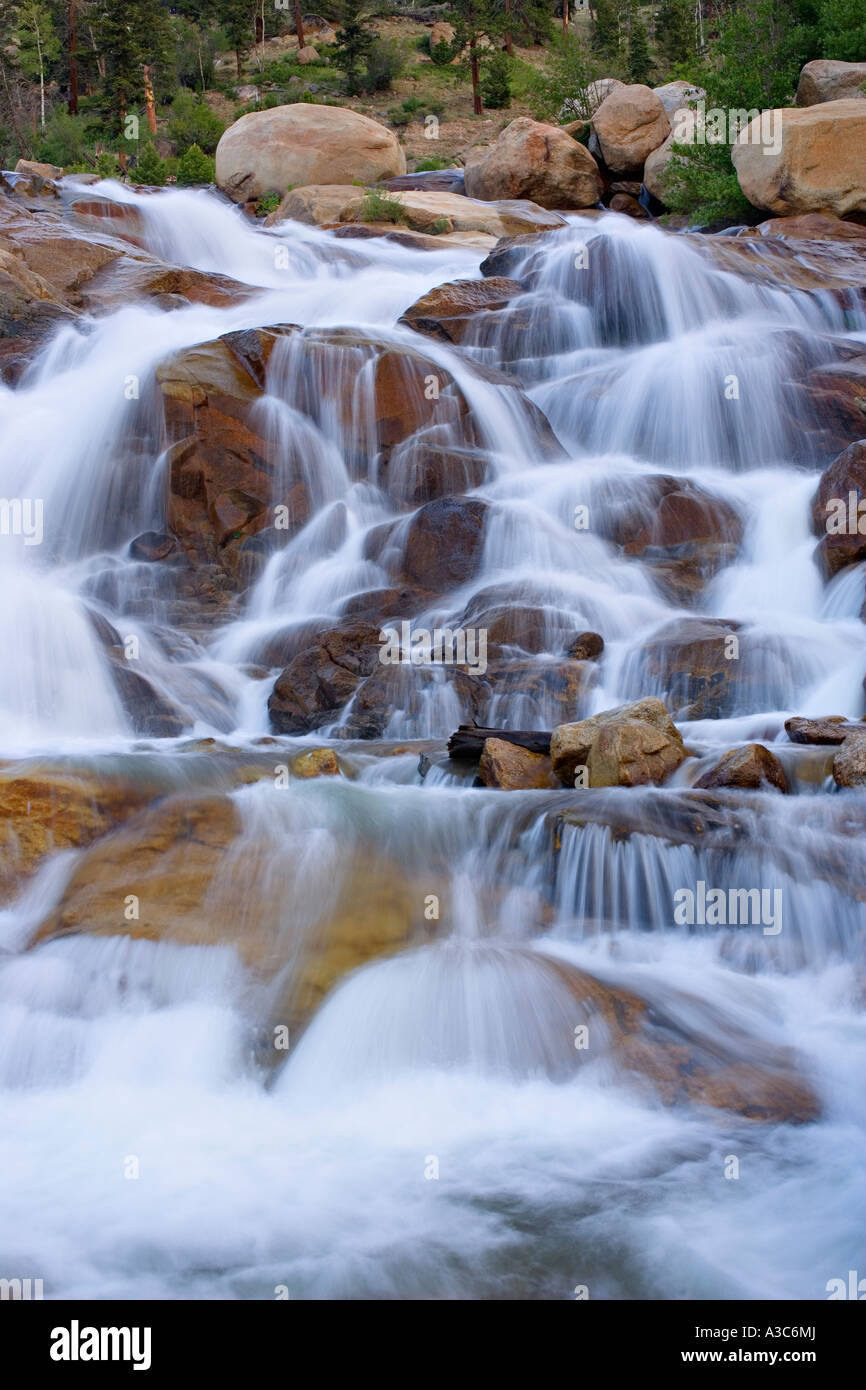 Horseshoe falls, Alluvial Fan area - Rocky Mountain National Park Stock ...
