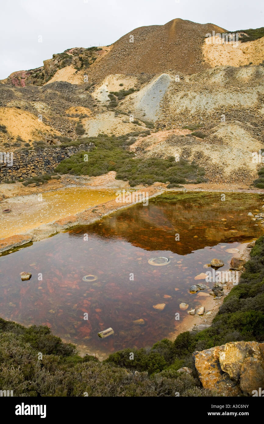 Copper settling tank Parys Copper Mine Anglesea Wales UK Stock Photo ...