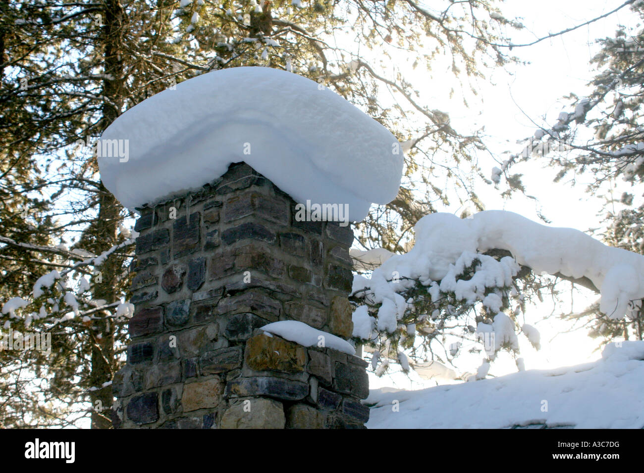 Snow covered chimney Stock Photo - Alamy