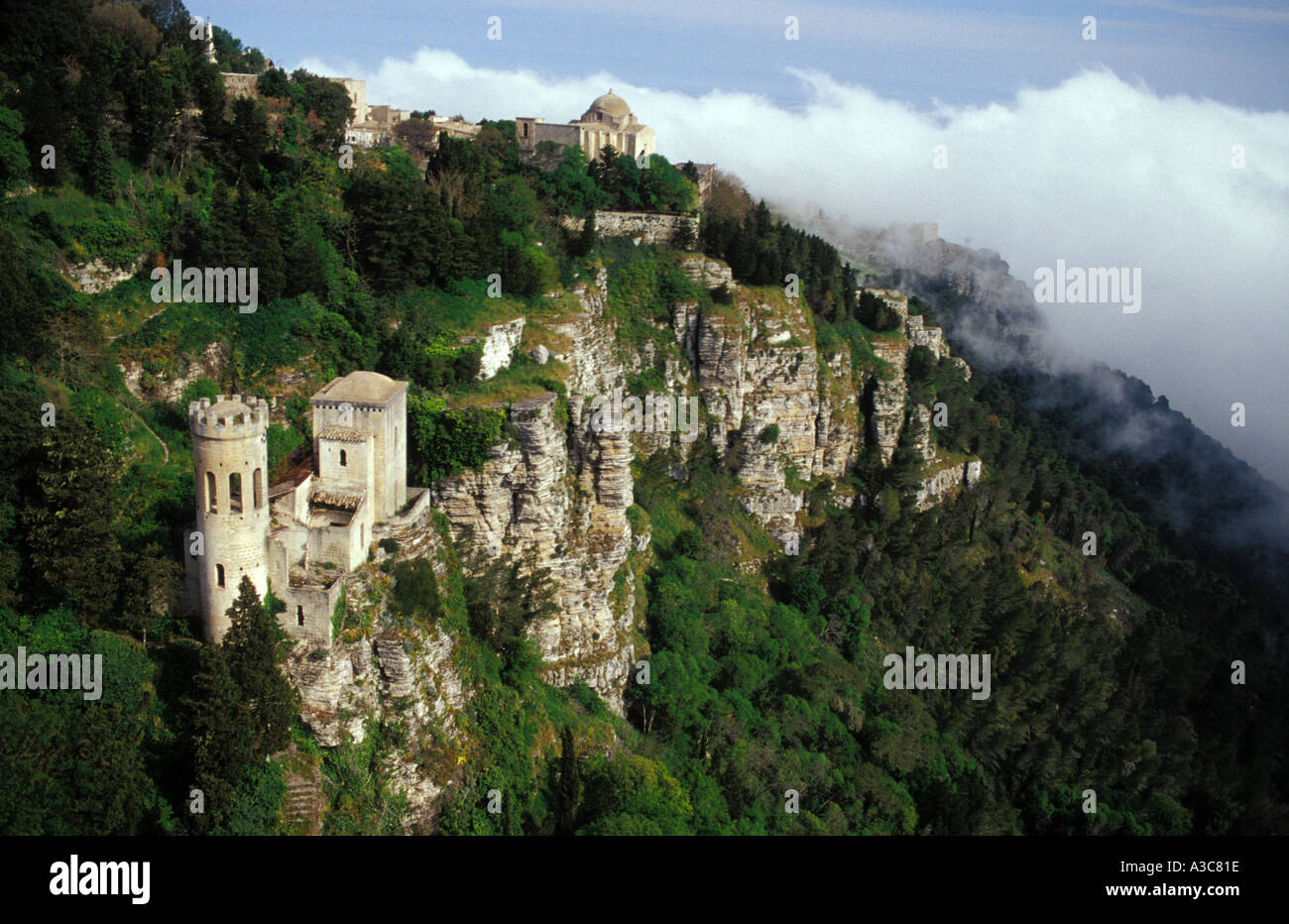 Italy Sicily Erice view of Torretta Pepoli remains of Norman defenses ...