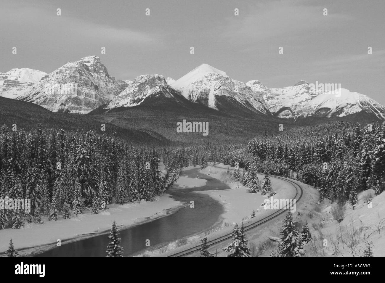 Train tracks through the Canadian Rockies, Banff national Park, Black ...