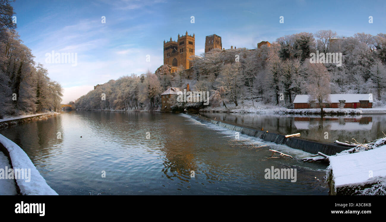Durham Cathedral and the River Wear in the snow Stock Photo - Alamy