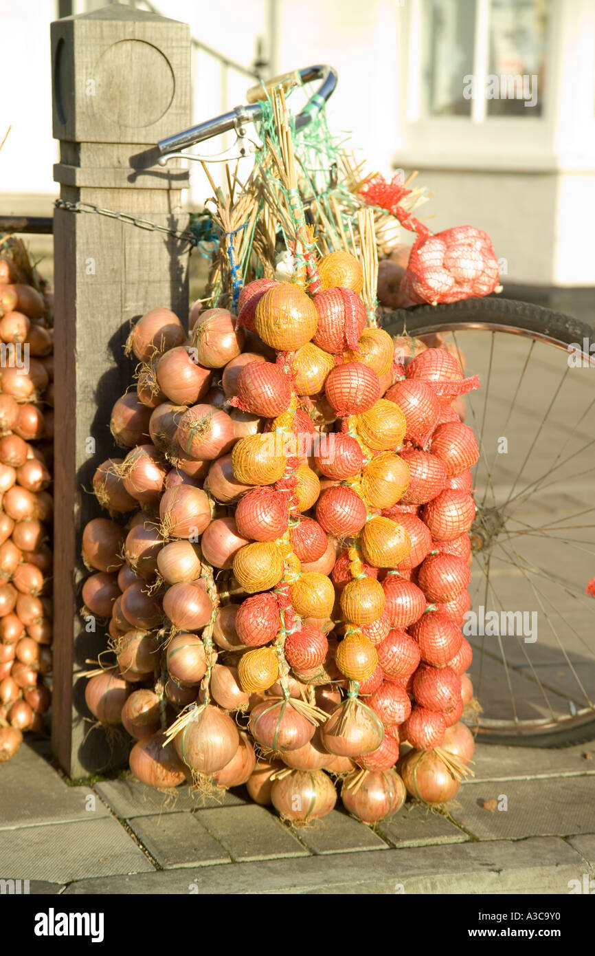 French onion sellers bike and onions bicycle Stock Photo - Alamy