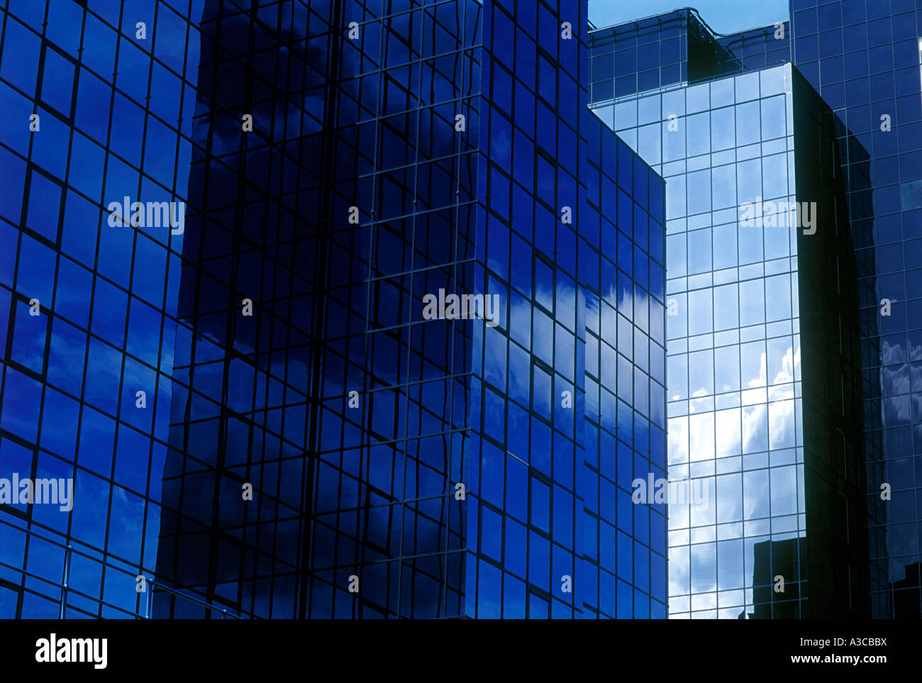 modern glass office tower block detail shot isle of dogs london england ...