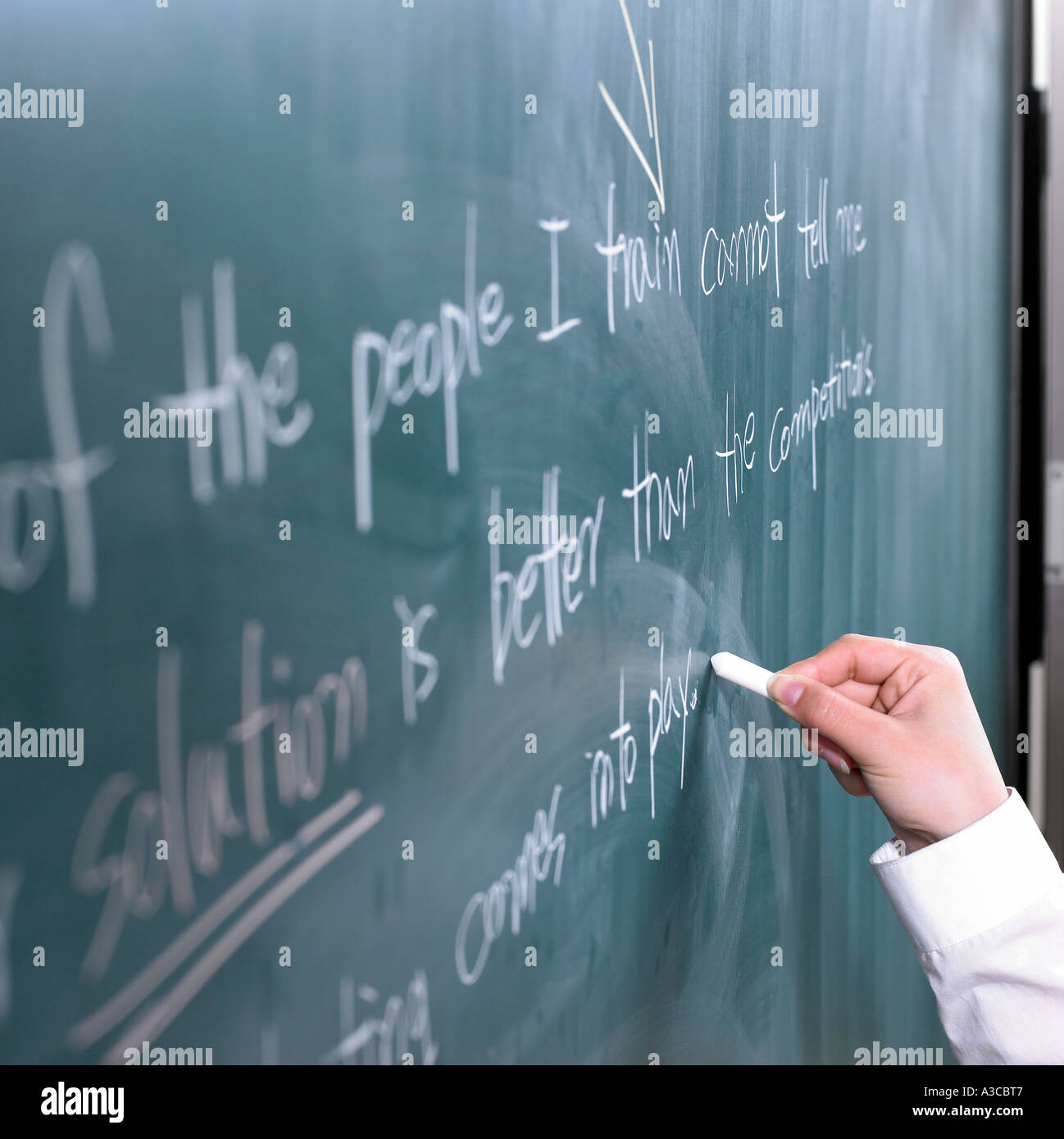 A student writing English sentences on the board Stock Photo - Alamy