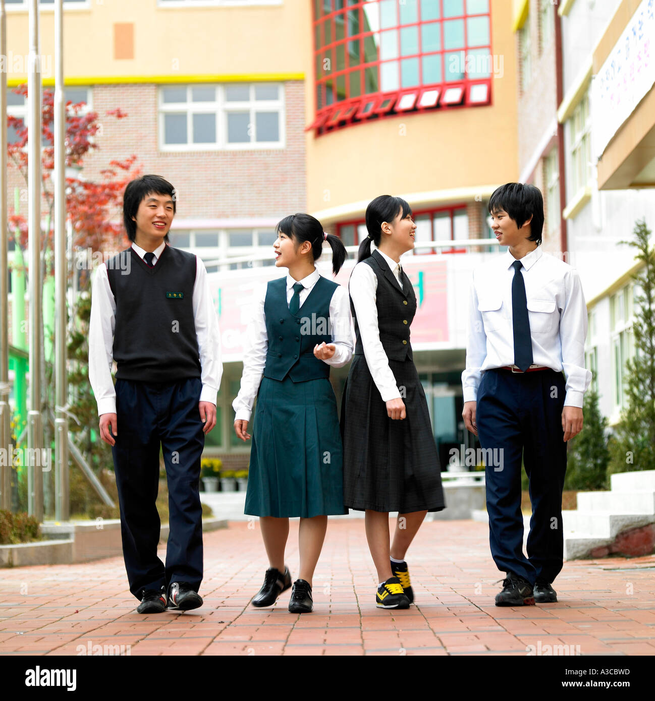Students standing together on the school ground Stock Photo - Alamy