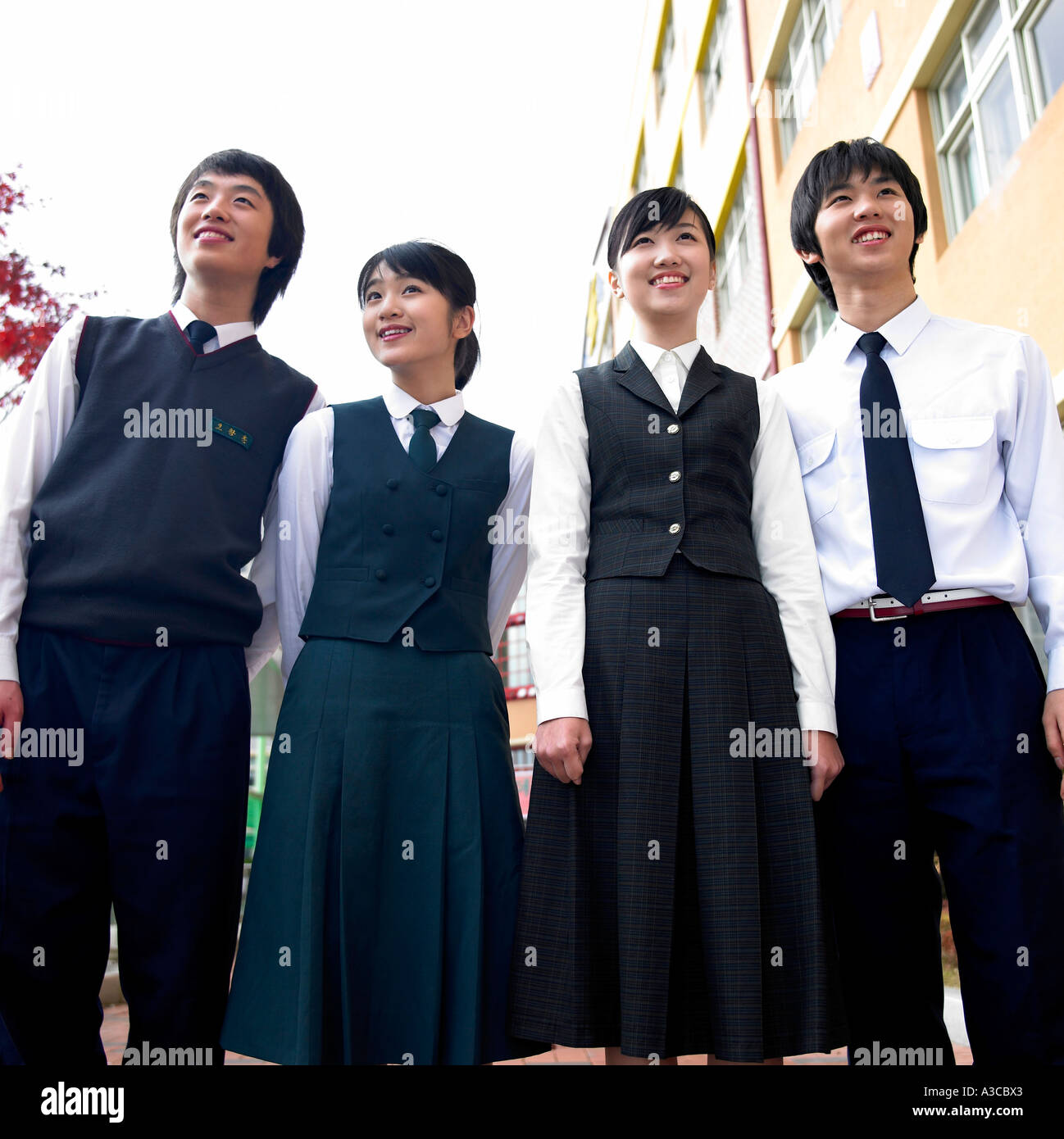 Students standing together on the school ground Stock Photo - Alamy