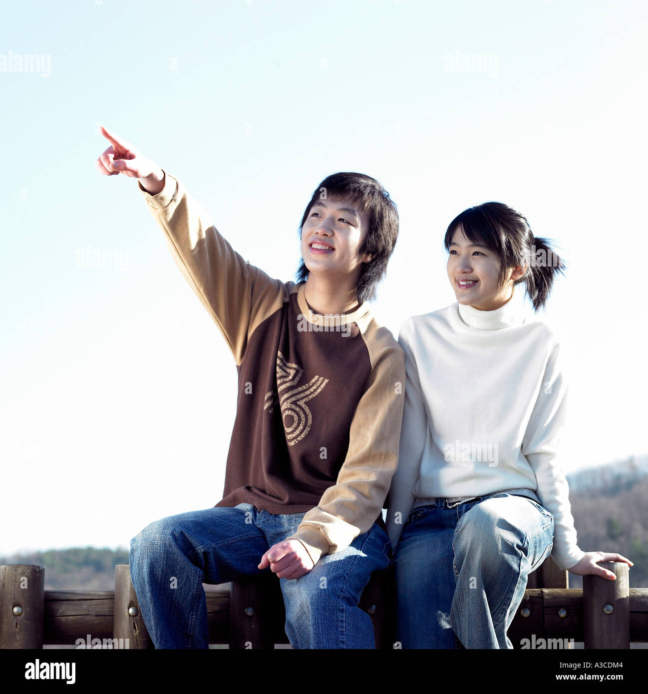 Man pointing at sky daytime hi-res stock photography and images - Alamy