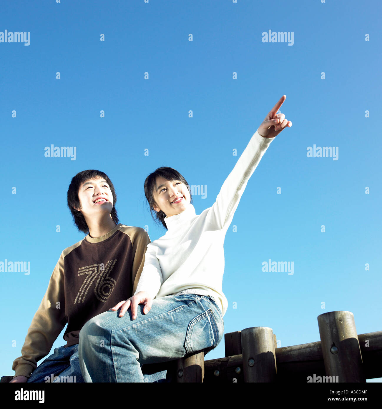 Man pointing at sky daytime hi-res stock photography and images - Alamy