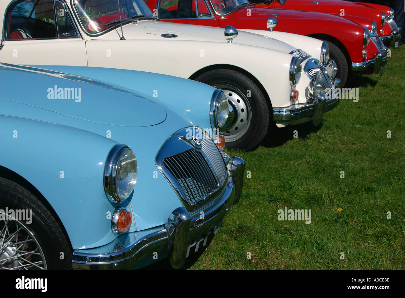 MGAs lined up at the Brooklands Museum Stock Photo - Alamy