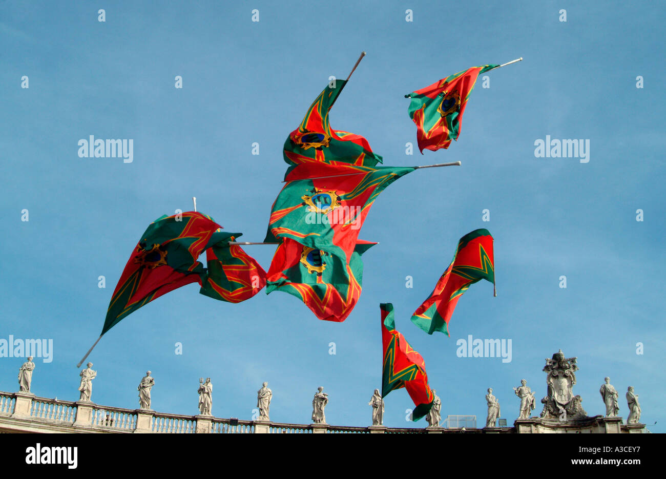 A performance with flags before the start of Sunday mass in St Peters ...