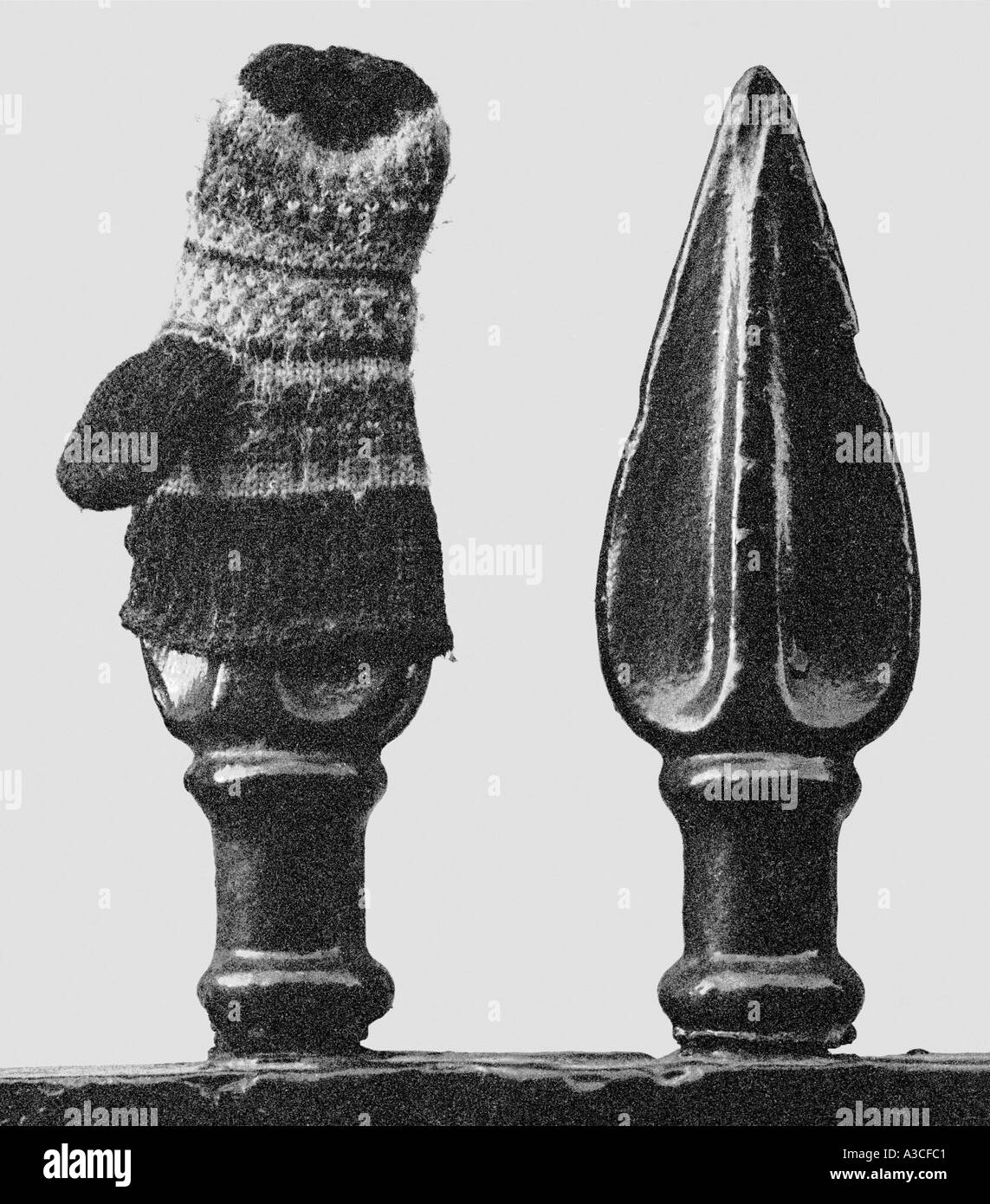 Spike and Glove nice and nasty, contrast and opposite idea Stock Photo ...