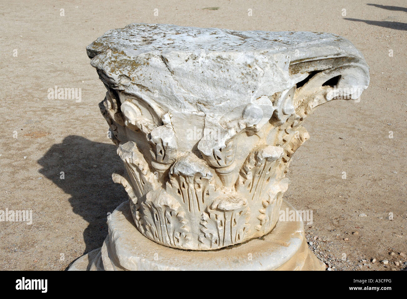 Piece of Corinthian column in ruins of Carthage, Tunisia Stock Photo ...