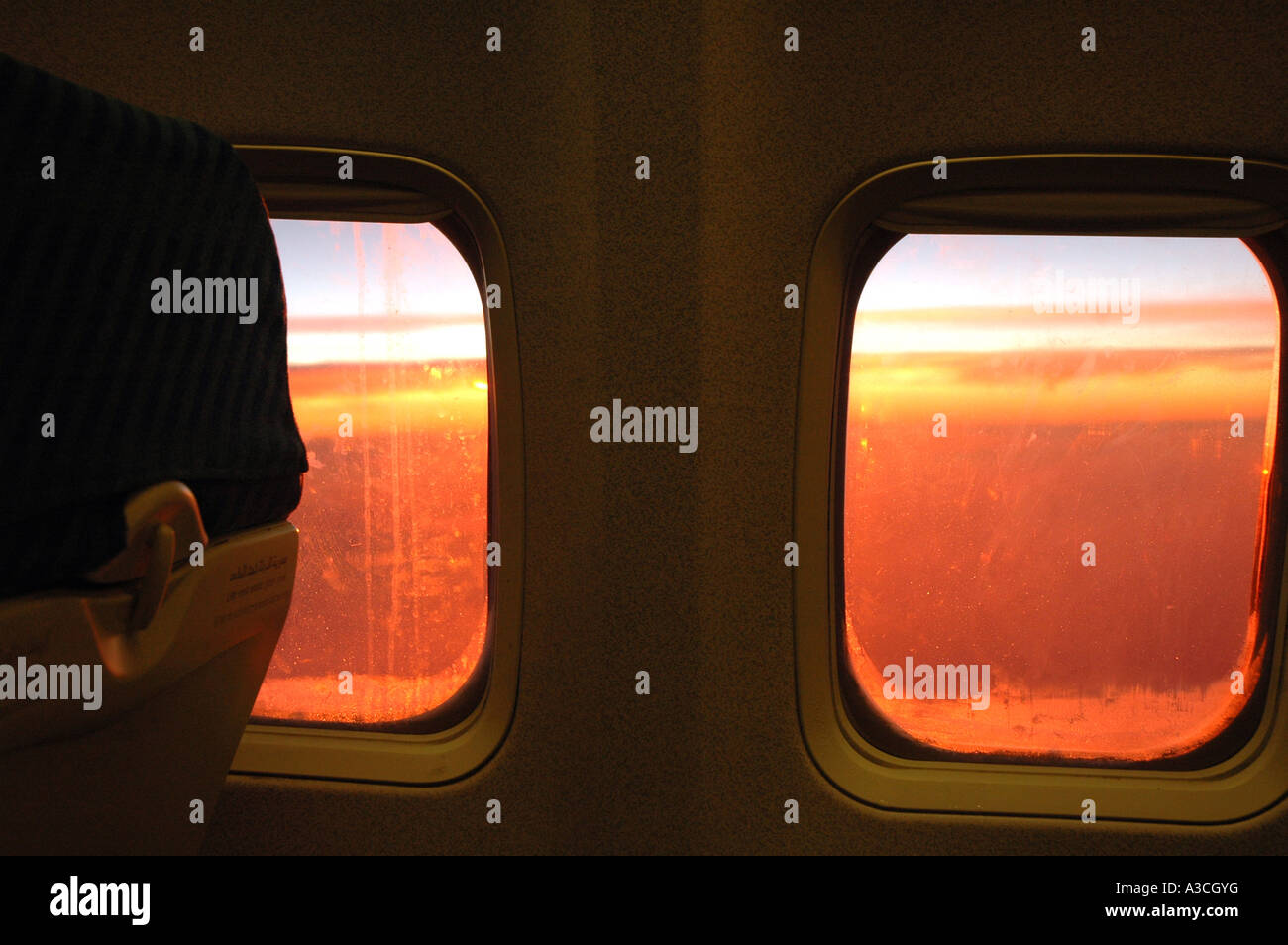 Sunrise view from Airplane Window Stock Photo - Alamy