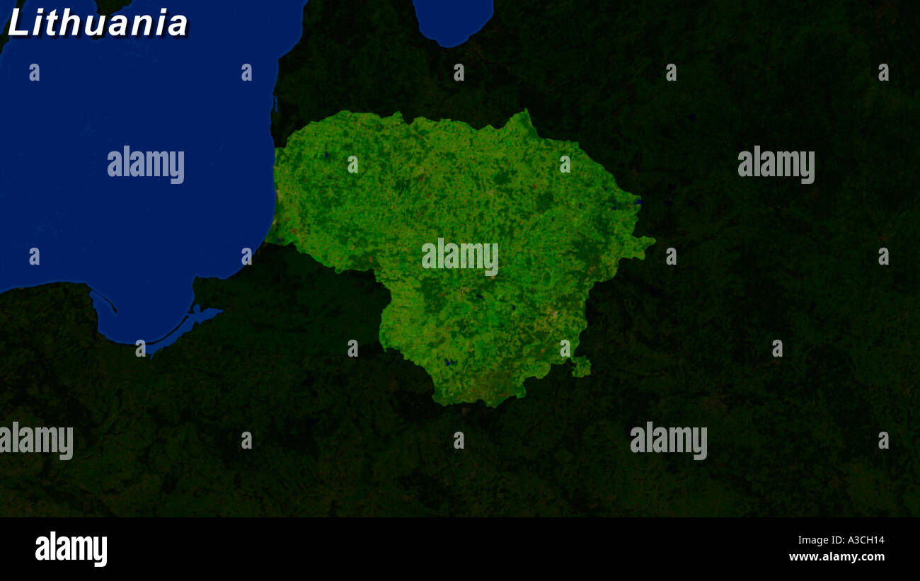 Satellite Image Of Lithuania Highlighted Stock Photo - Alamy