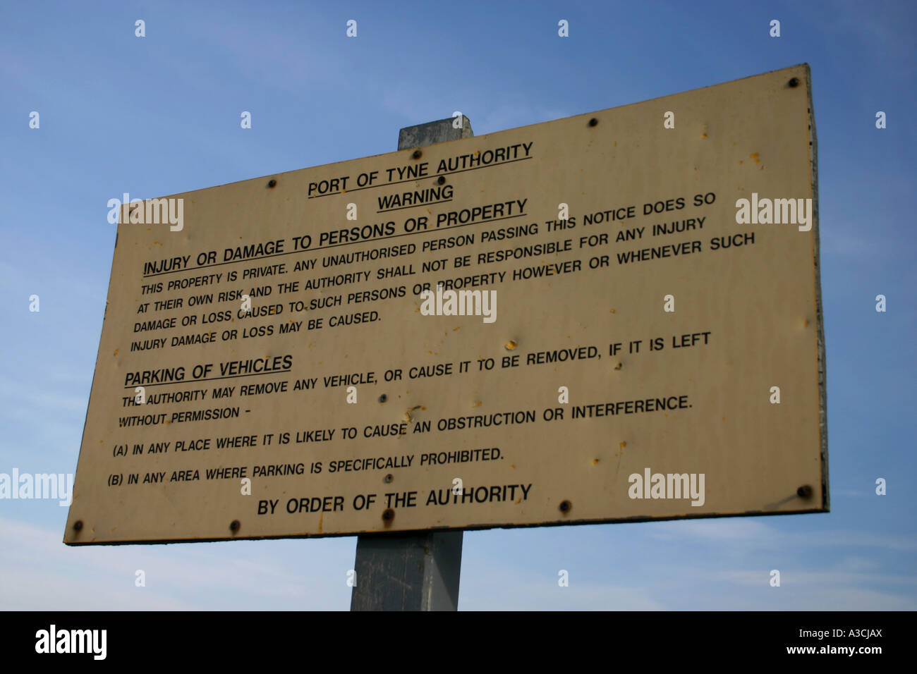 Port of Authority warning sign South Shields Tyne and Wear United ...