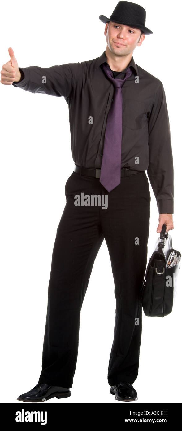 Travling Salesman in business suit with a briefcase hitchhiking Stock ...